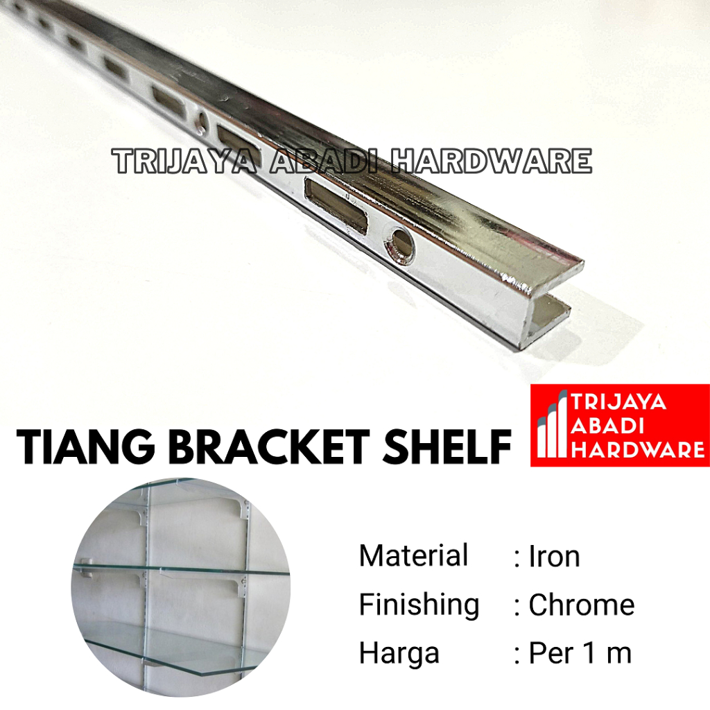 Jual Tiang Braket Shelf Chrome Tiang Rak Kaca Kayu Display Knockdown ...