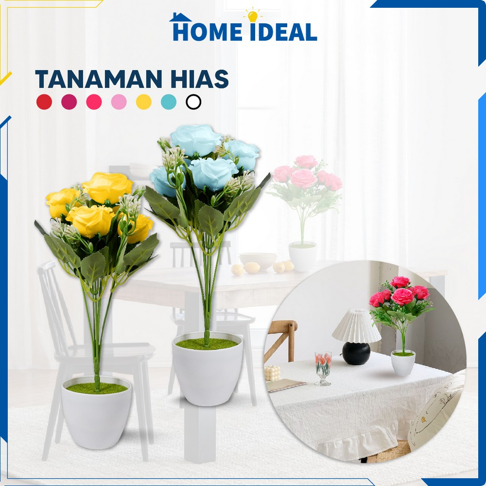 Jual Ornamen Pot Mawar Bunga Plastik Artificial Flower Tanaman Hias ...