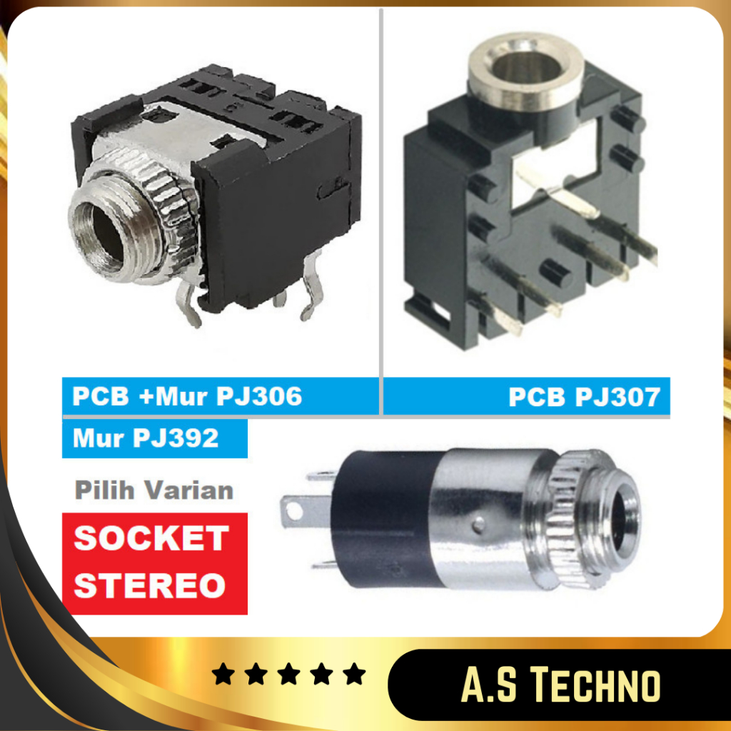 Jual Socket 3.5mm Stereo Audio Headphone Soket Jack Connector Panel+Mur ...