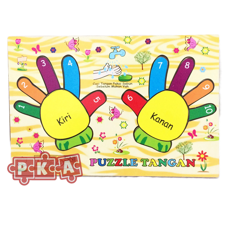 Jual Puzzle Kayu Angka Tangan Kanan Kiri Hand Mainan Edukasi Anak Pazel ...