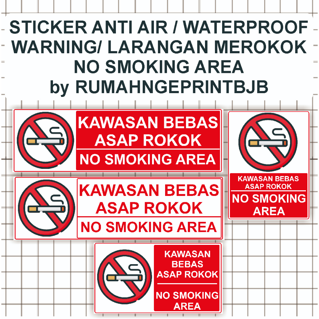 Jual STICKER ANTI AIR / WATERPROOF WARNING/ LARANGAN MEROKOK NO SMOKING ...