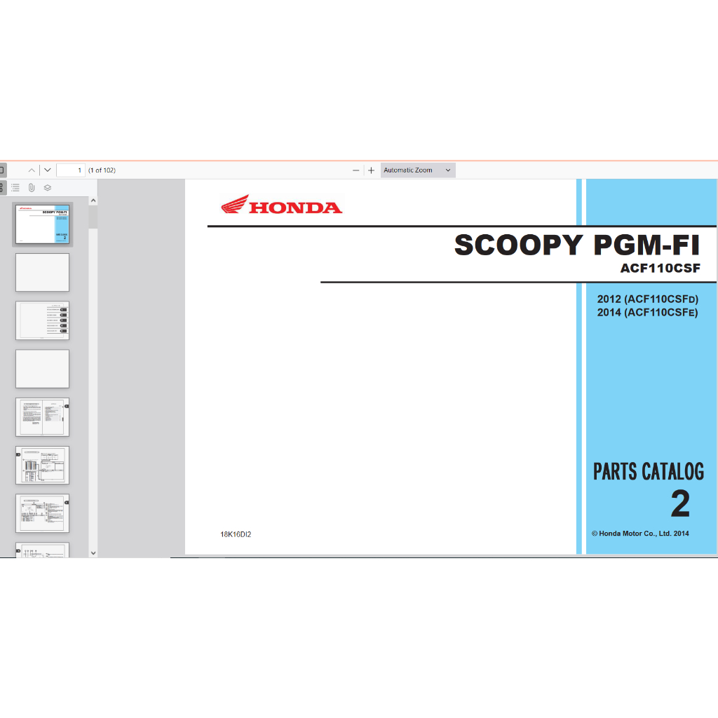 Jual motor honda Scoopy-FI Buku Parts Catalogue Copian Honda Katalog ...