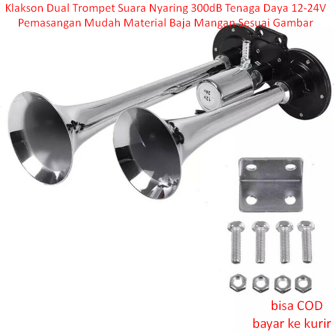 Jual Klakson Dual Trompet Suara Nyaring 300dB Tenaga Daya 12-24V ...