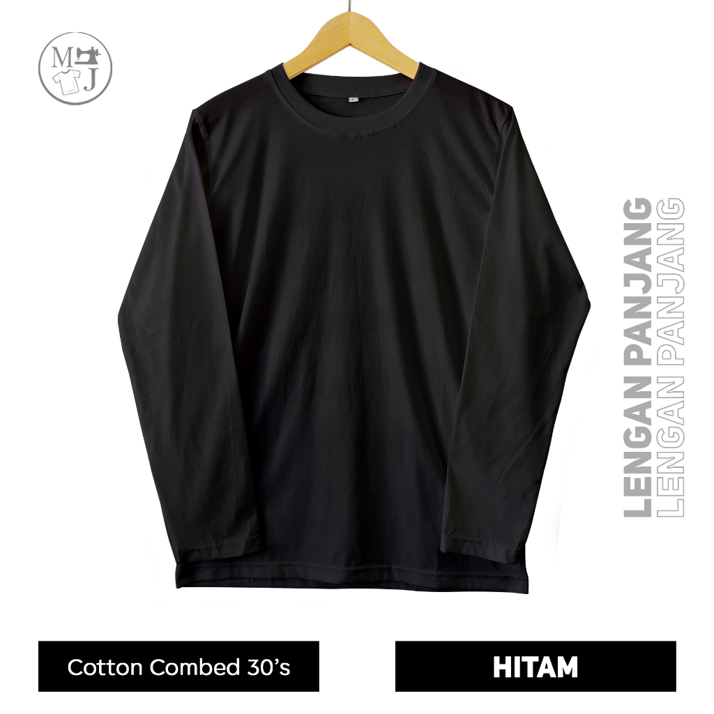 Jual KAOS POLOS HITAM PANJANG / KAOS COTTON COMBED 30'S MURAH HITAM ...