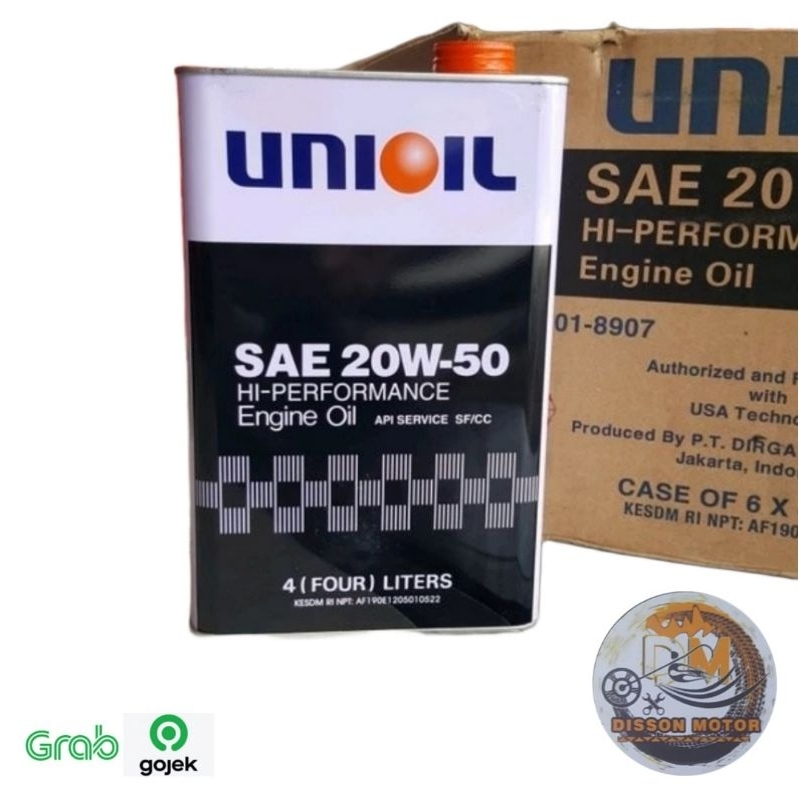 Jual Unioil 20W-50 API SF/CC Oli Union Oli Mesin Bensin 4Liter | Shopee ...