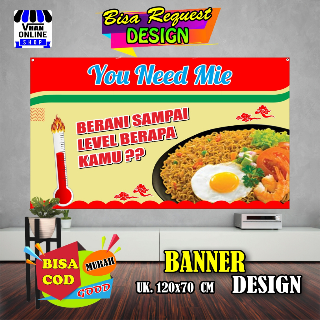 Jual Spanduk Banner Warmindo, Warung Mie, You Need Mie, Keren Bagus ...
