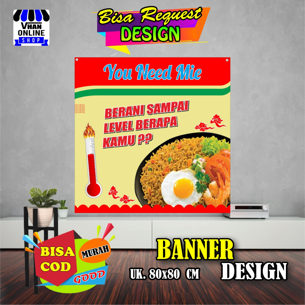 Jual Spanduk Banner Warmindo, Warung Mie, You Need Mie, Model Kotak ...