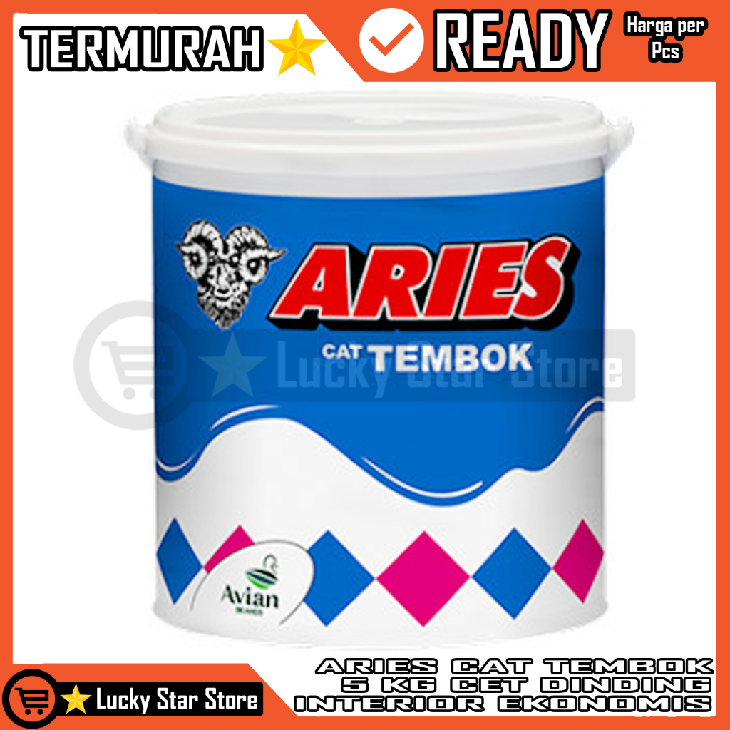 Jual CAT TEMBOK ARIES AVIAN 5 KG CET DINDING INTERIOR PLAFON GRC GYPSUM ...