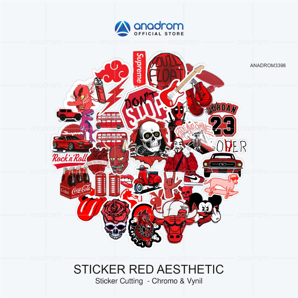 Jual Sticker Red Aesthetic | Sticker Laptop Aesthetic | Anadrom 3396 ...