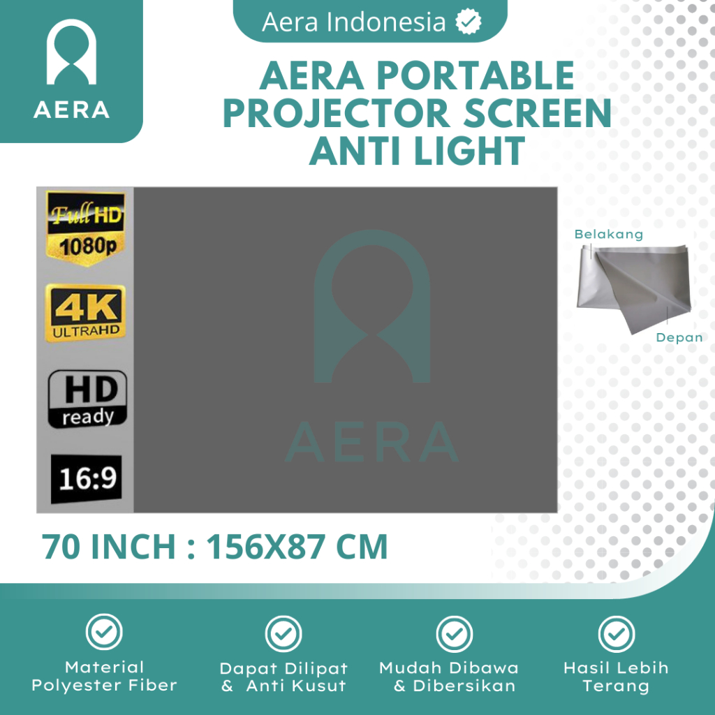 Jual Screen Projector Folded Anti Light 70 Inch 16:9 | Layar Proyektor ...