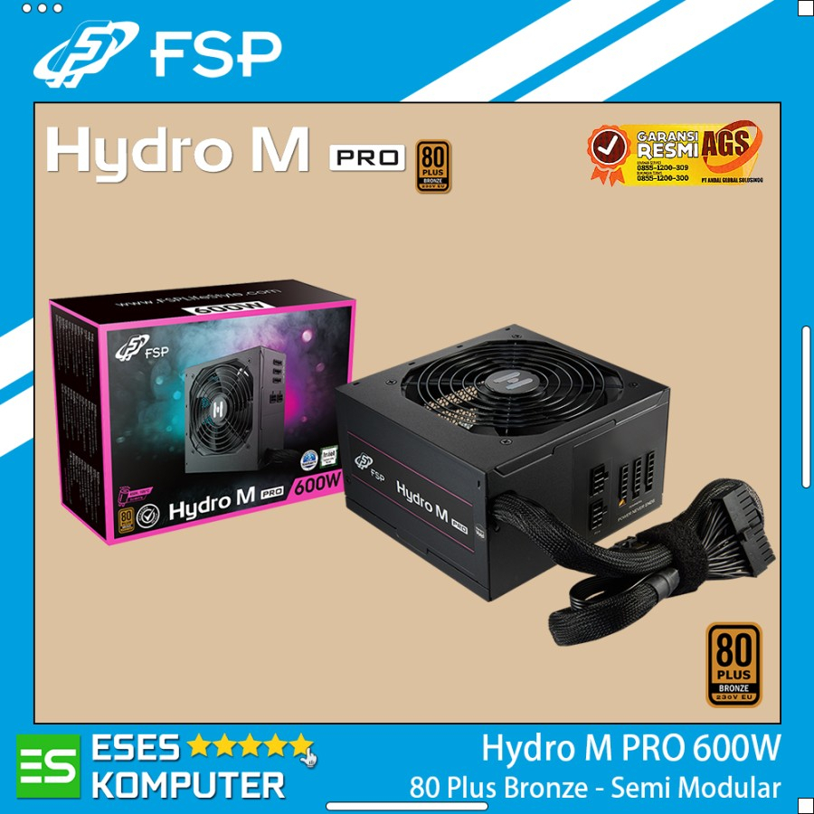 Jual PSU FSP HYDRO M PRO 600W 80 Plus Bronze | Semi Modular | Shopee Indonesia