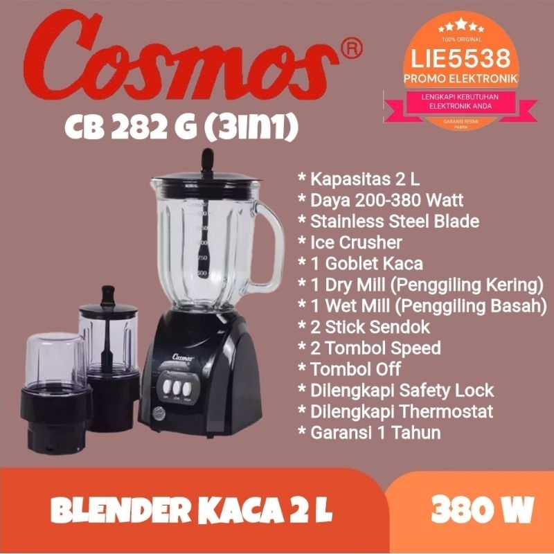 Jual Blender COSMOS CB 282 G / 282G Blender Kaca Kapasitas Besar (2L ...