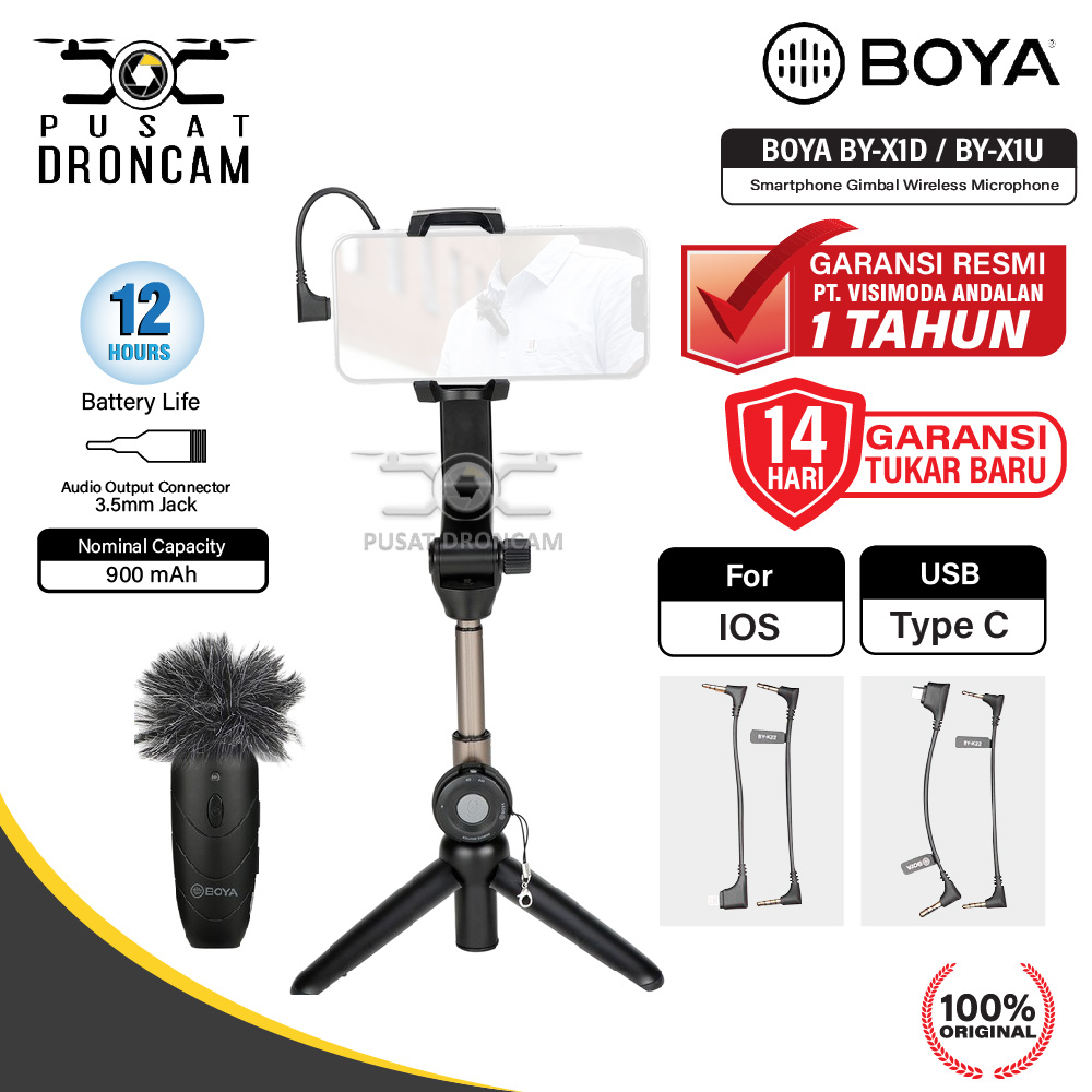 Jual BOYA BY-X1U / BY-X1D Smartphone Gimbal Wireless Mic IOS - USB C Resmi | Shopee Indonesia