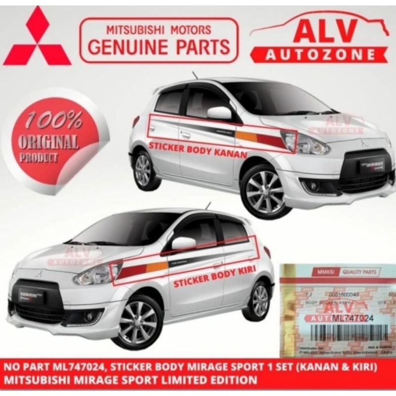 Jual STICKER BODY 1 SET (KANAN & KIRI) ORIGINAL MITSUBISHI MIRAGE SPORT ...