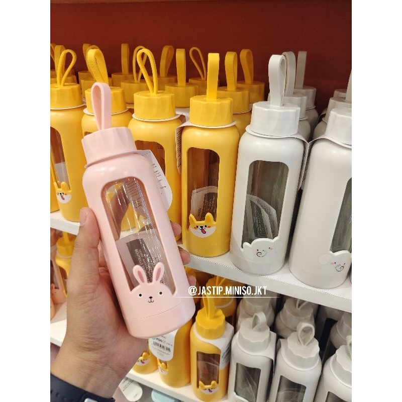 Jual MINISO 🆕 Botol Minum Kaca Animal Series 300ml (Rabbit / Shiba Inu ...