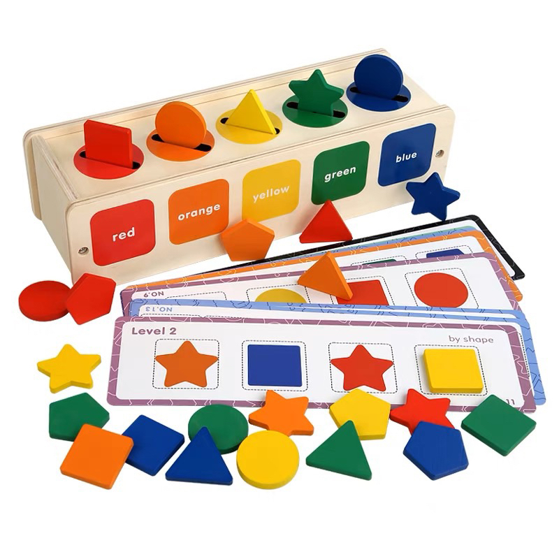Jual learning color shape matching wooden sorting box logic game ...