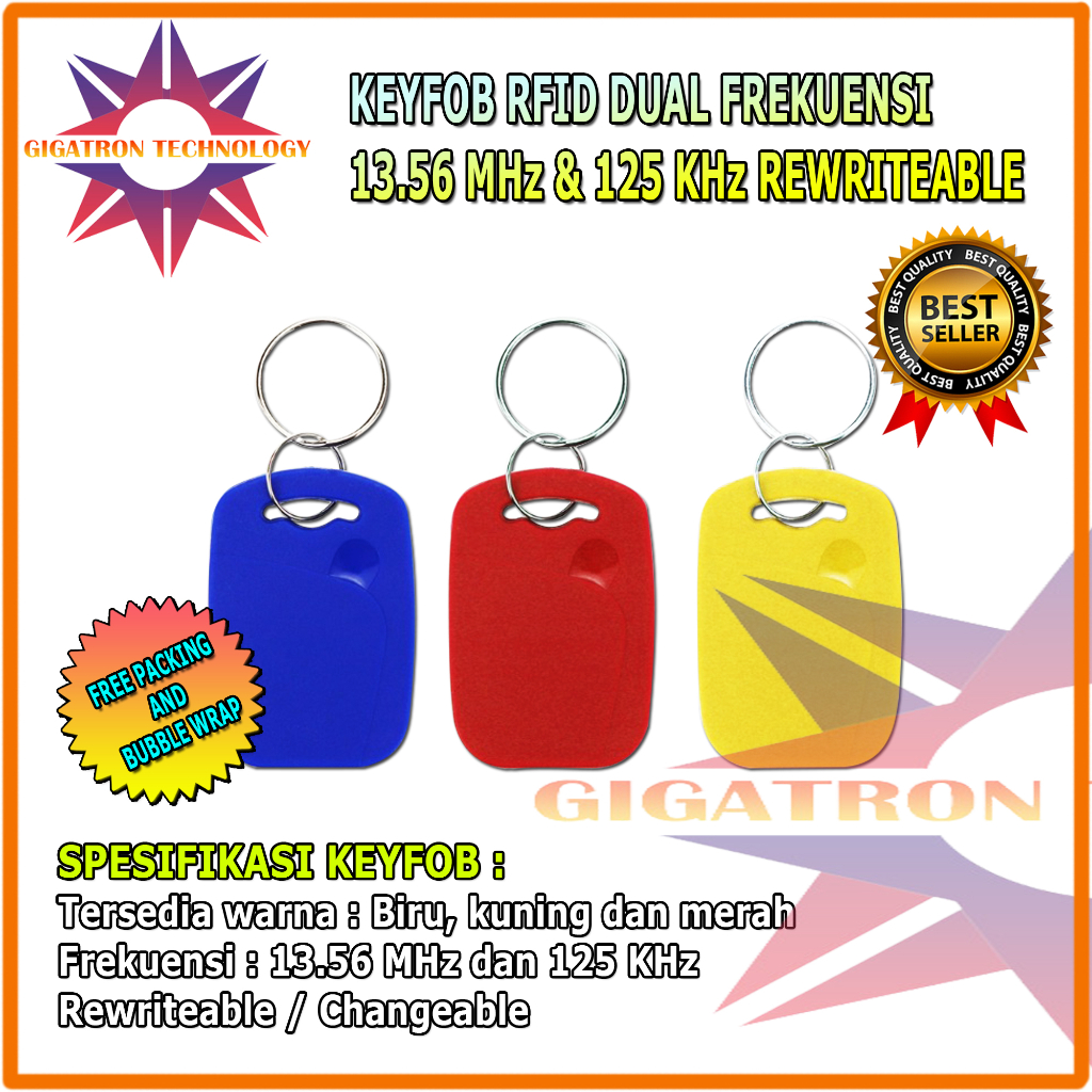 Jual Keyfob RFID Dual Frekuensi Rewritable Clone 125 Khz 13.56 Mhz UID ...