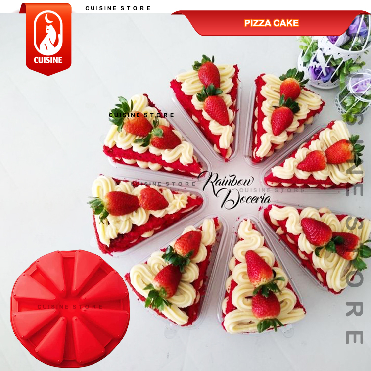 Jual Cetakan Puding Kue bentuk Pizza Cake Slice 8 Lubang Loyang Silikon ...