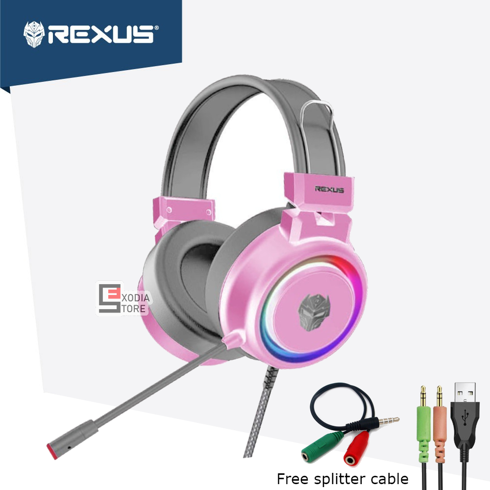 Jual Rexus Headset Gaming Vonix F30 Pink FREE Splitter | Shopee Indonesia