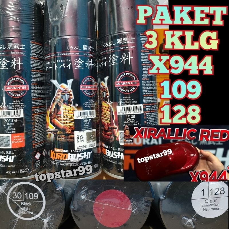 Jual Samurai Paint Paket 3 Kaleng Pilok Pilox Cat Semprot Samurai Paketan Lengkap Merah Xiralic ...