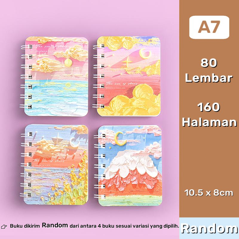 Jual Buku tulis spiral A7 lucu Ring motif cantik Notebook loose-leaf A7 ...