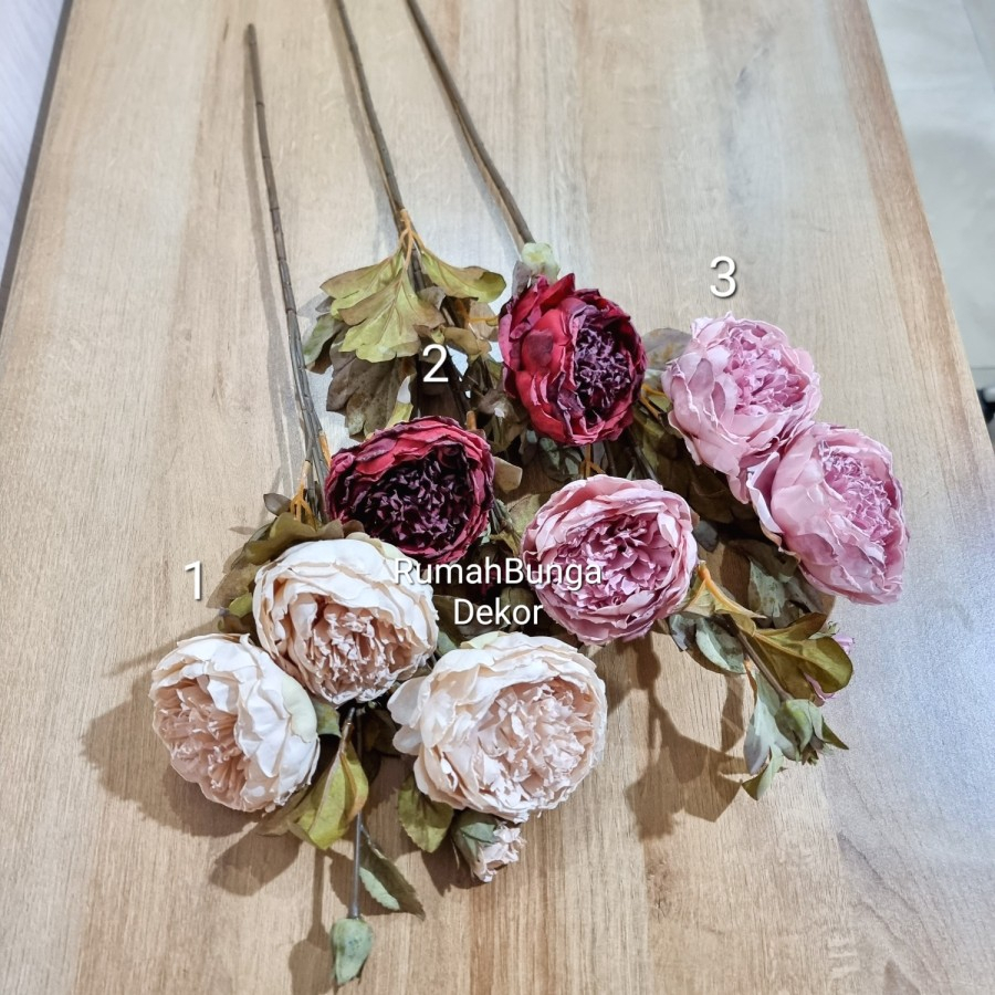 Jual Bunga Peony Eropa Artificial Tangkai Panjang ( Ada 7 Warna ...