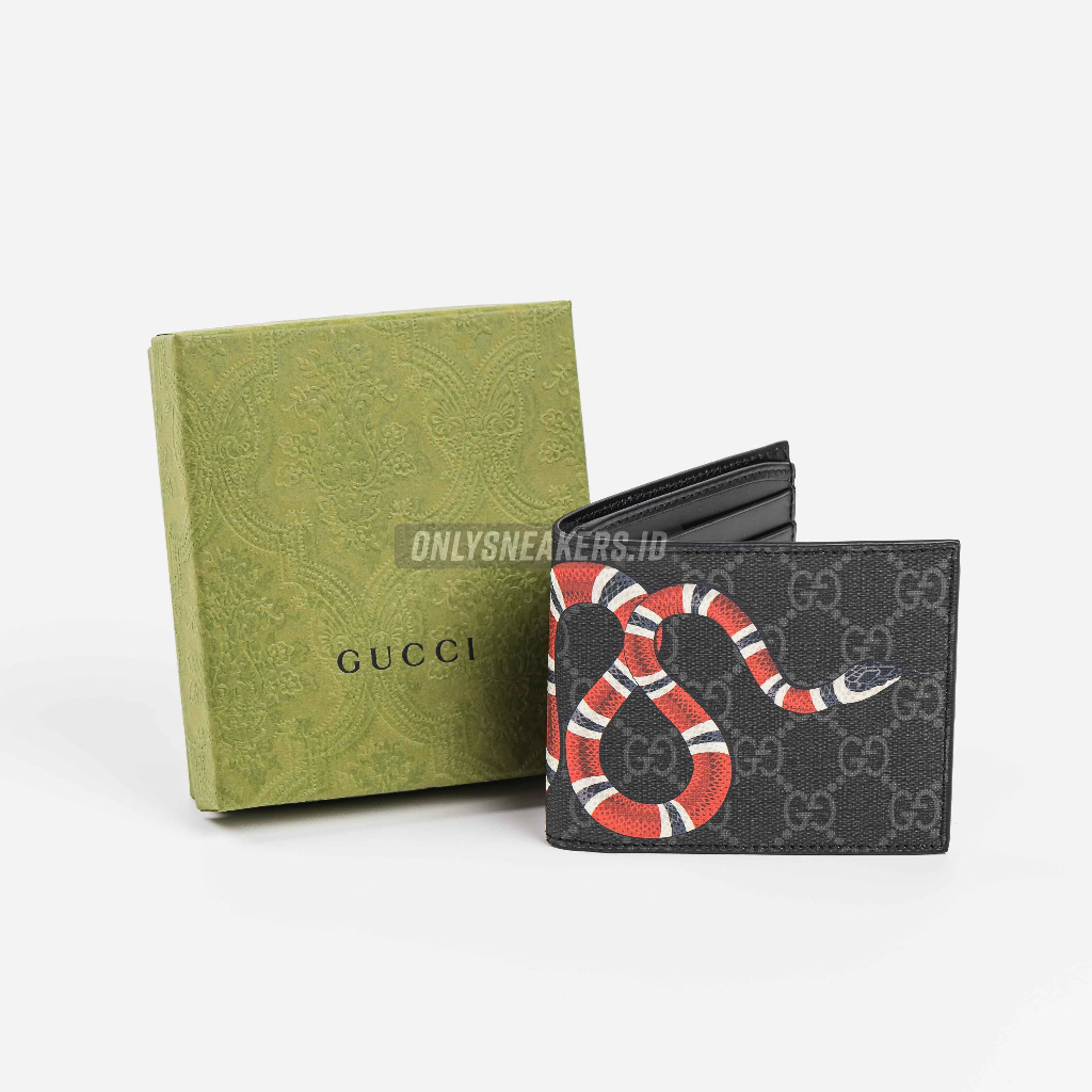 Jual GUCCI KINGSNAKE WALLET GG SUPREME BLACK IN CANVAS (100% AUTHENTIC ...