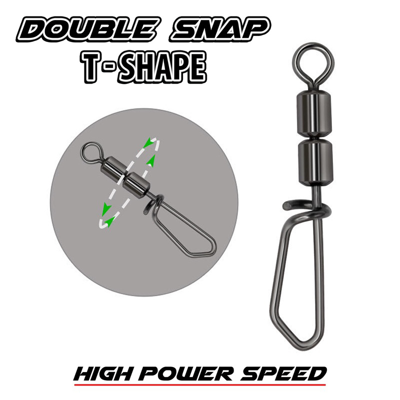 Jual 10pcs Double Snap T Shape High Speed Snap Rolling Swivel | Shopee ...