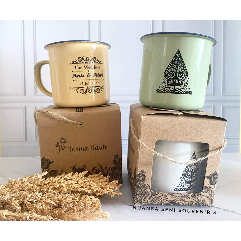 Jual Souvenir Pernikahan Gelas Mug Jadul Enamel Gelas Mug Vintage Gelas ...