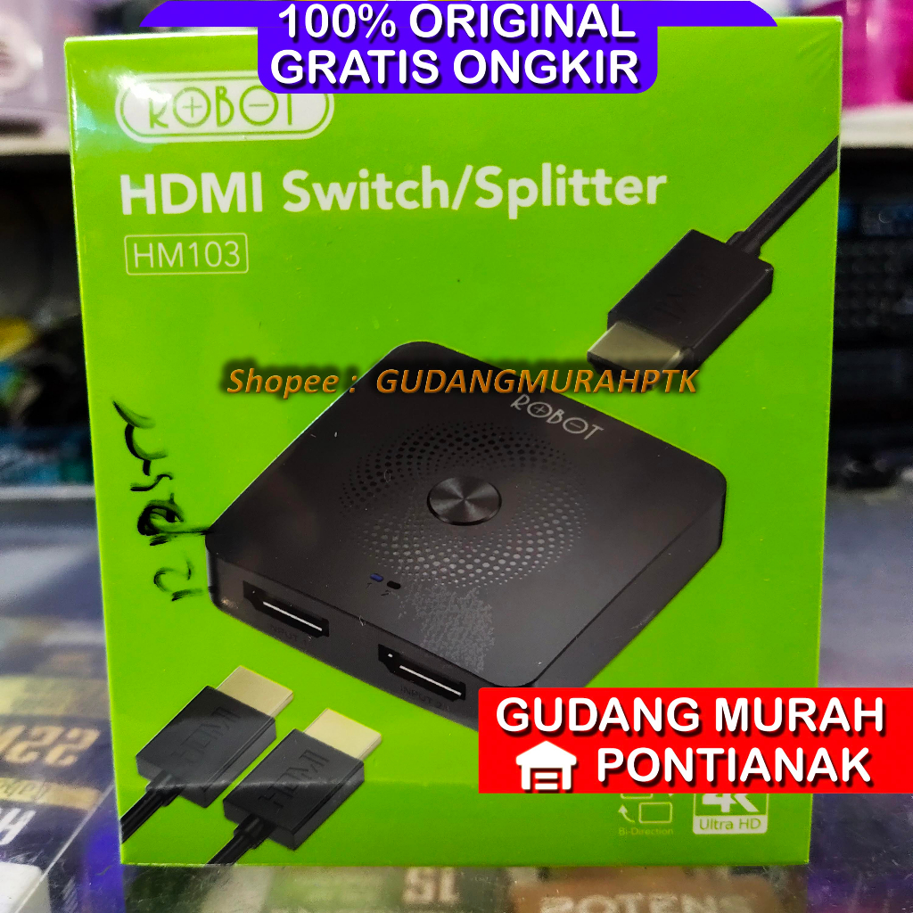 Jual HDMI Selector ROBOT HM103 HDMI Switch and Splitter 2in 1out / 1in ...