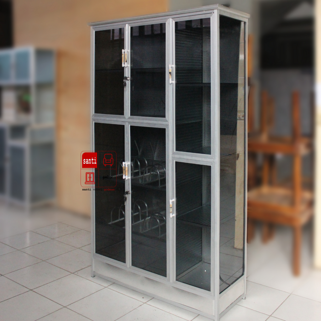 Jual Lemari Dapur Rak Piring Aluminium 3 pintu Silv BKS Standard ...
