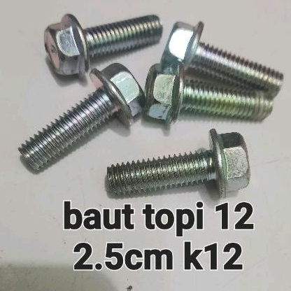 Jual Baut topi 12/8mmx2,5cm full drat k12 | Shopee Indonesia