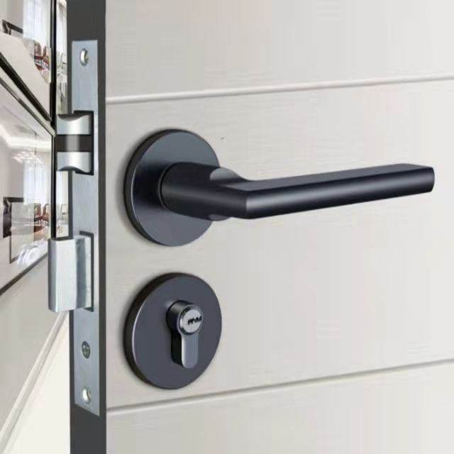 Jual Gagang Pintu Gaya Eropa Hitam Full Set / Kunci Pintu Premium Door ...