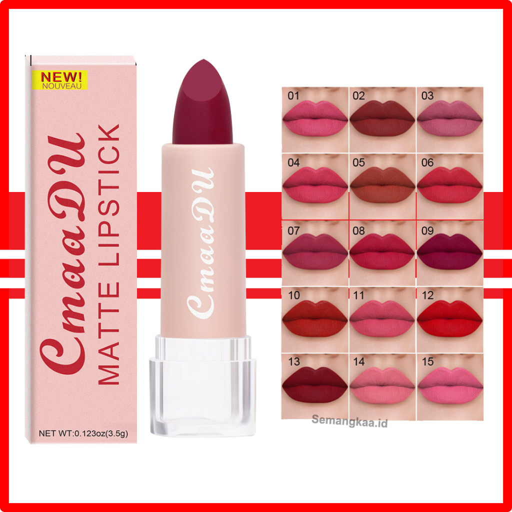 Jual CMAADU Matte Lipstik 12 Matte Waterproof And Drable Lipstick Long ...