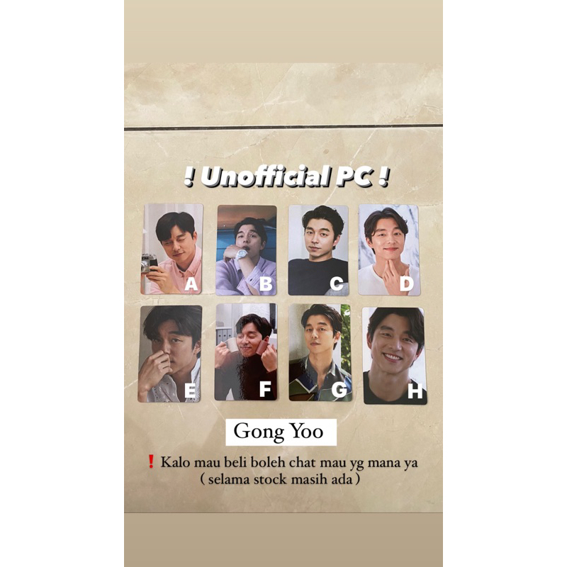 Jual unofficial photocard Gong Yoo | Shopee Indonesia
