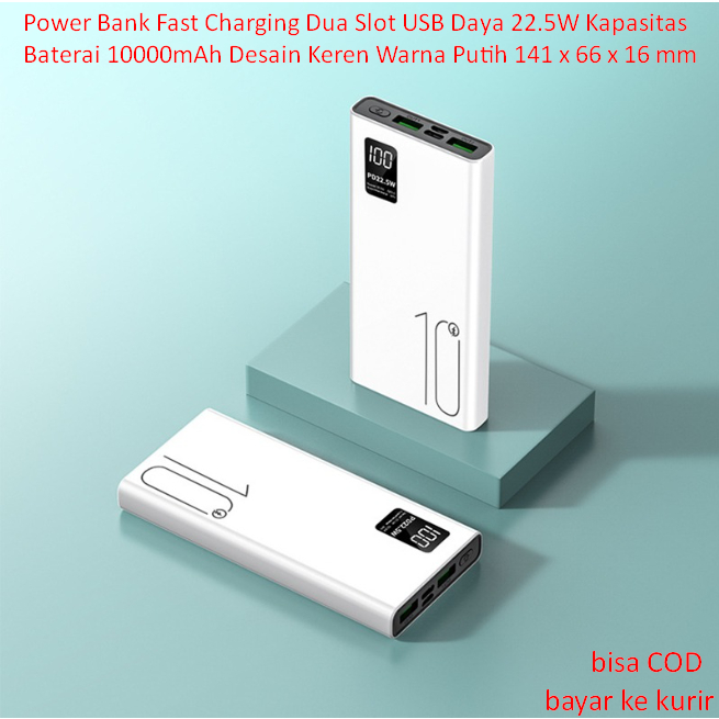 Jual Power Bank Fast Charging Dua Slot USB Daya 22.5W Kapasitas Baterai ...