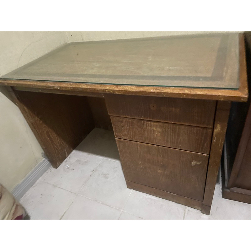 Jual LOAK Meja Kerja Kayu Kaca Solid Furnitur Bekas | Shopee Indonesia