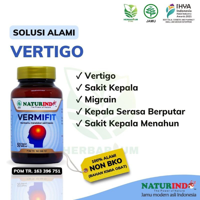 Jual Vermifit 50 Kapsul Obat Herbal Jamu Vertigo Sakit Kepala Pusing ...