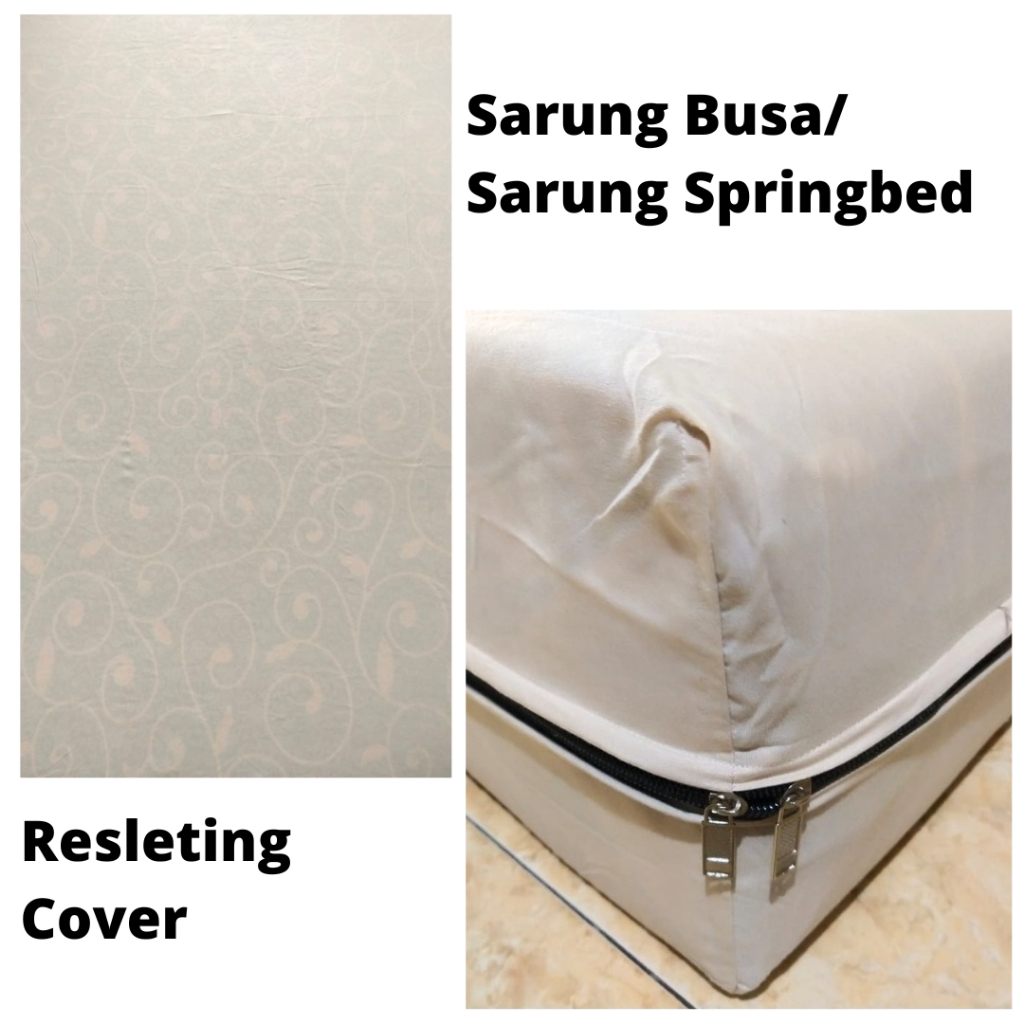 Jual Sarung Busa / Springbed Resleting Cover Motif Polos Cream Emboss ...