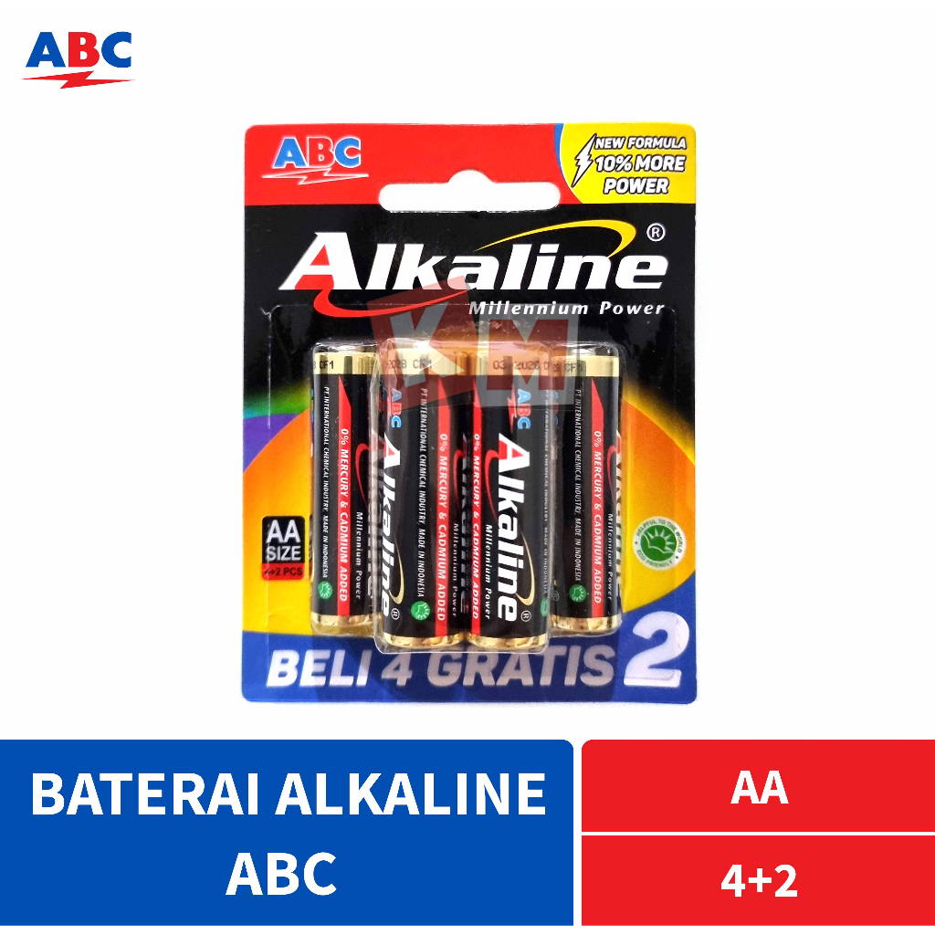 Jual Baterai ABC Alkaline AA / A2 4+2 Isi 6 LR6 1.5V Battery | Shopee Indonesia