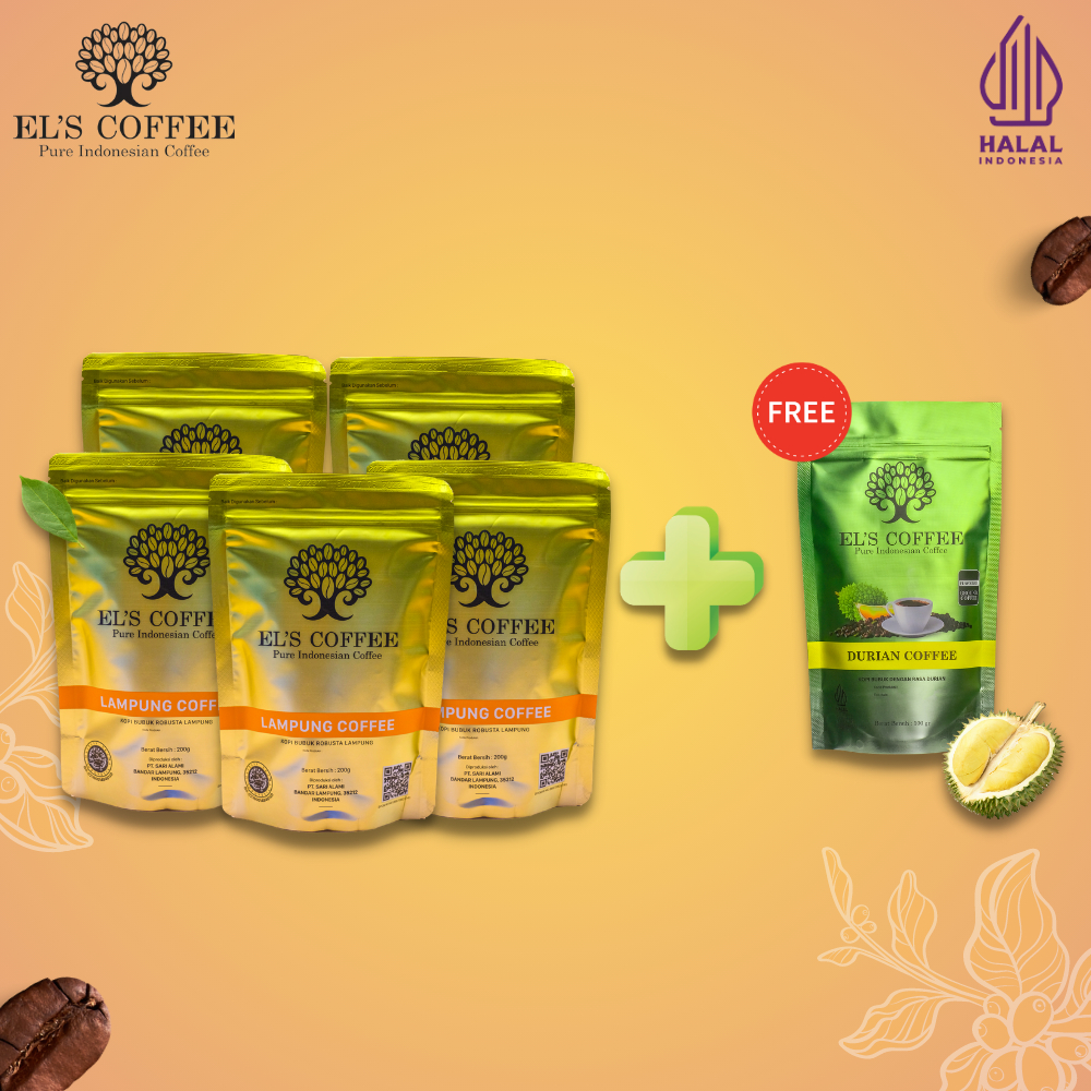 Jual EL'S COFFEE Lampung Gold 200GR 5Pcs Free 1 Durian / Lanang Coffee ...