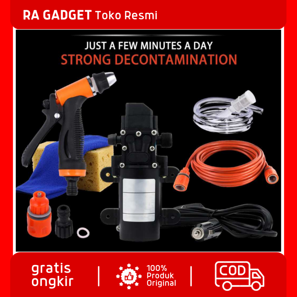 Jual Pompa Air 12 V 100 W dengan Kepala Semprotan / Alat Steam Cuci ...