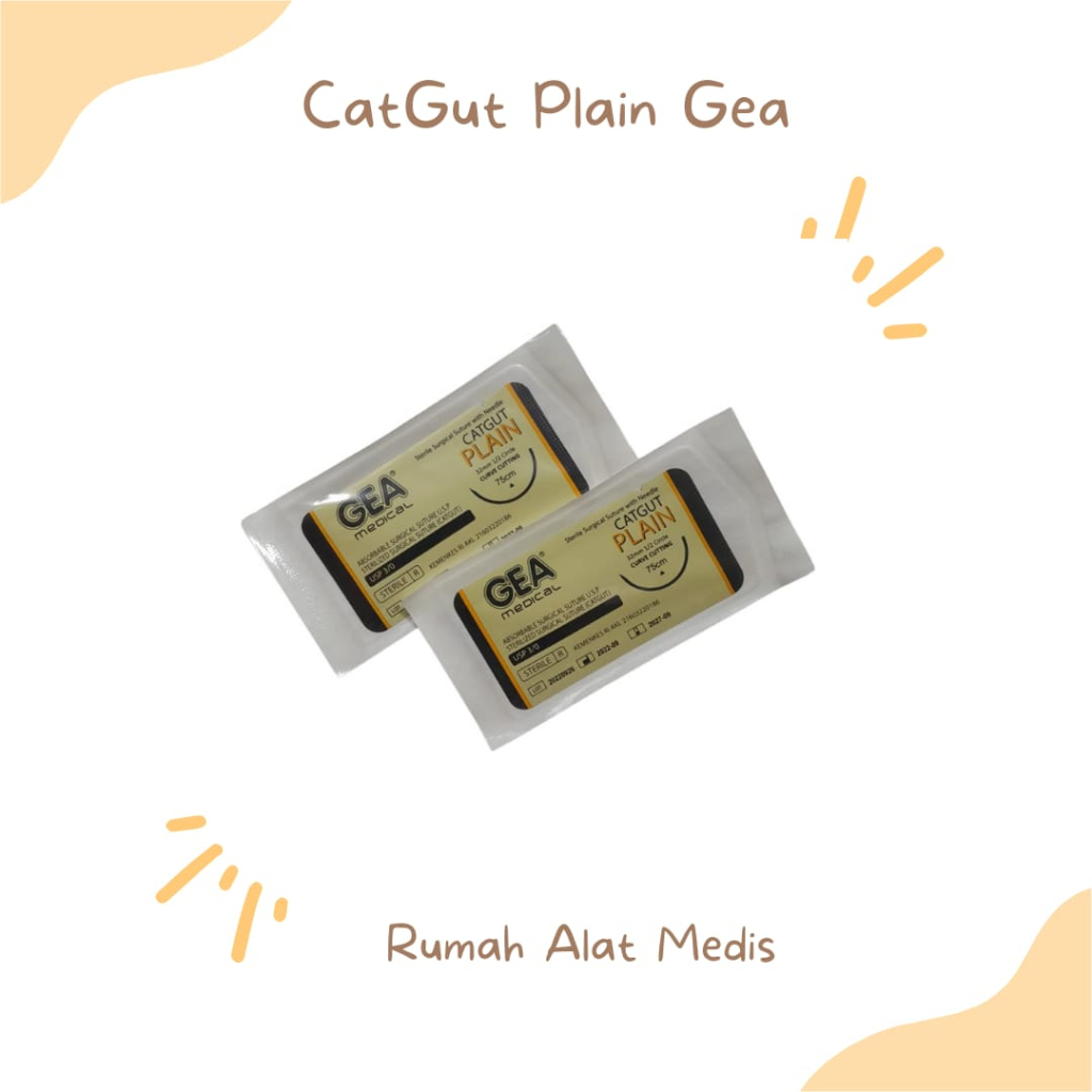 Jual ECER Cat Gut Plain GEA Dengan Jarum 2/0 3/0 4/0 Benang Jahit ...