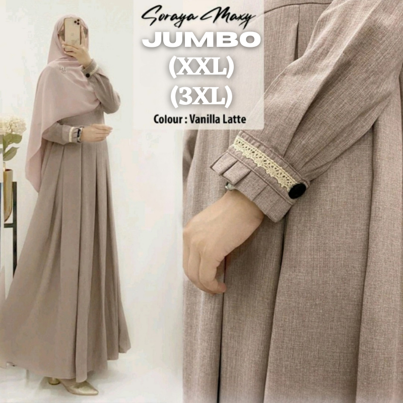Jual Gamis Jumbo Soraya Maxy Katun Madinah ld 120 ld 130 Baju Gamis ...
