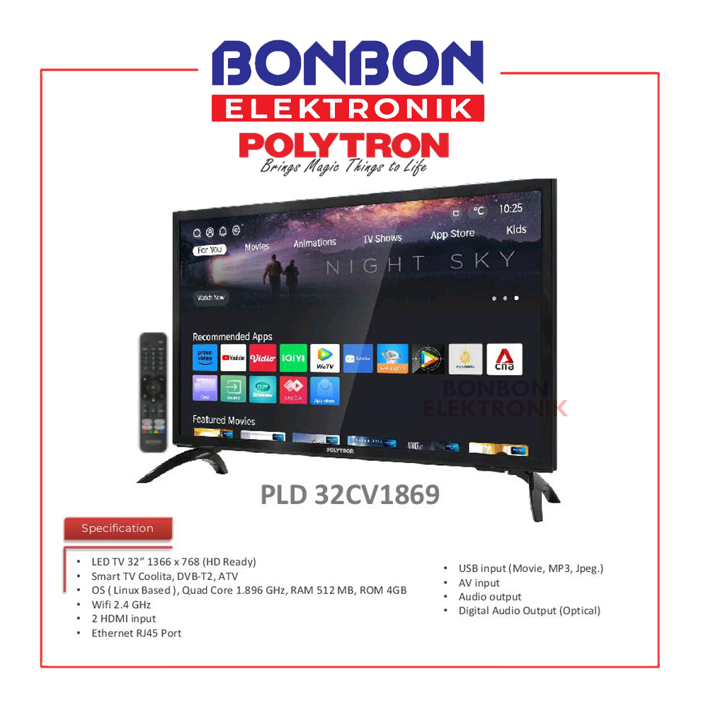 Jual Polytron LED Smart TV 32 inch PLD 32CV1869 / PLD-32CV1869 Digital | Shopee Indonesia