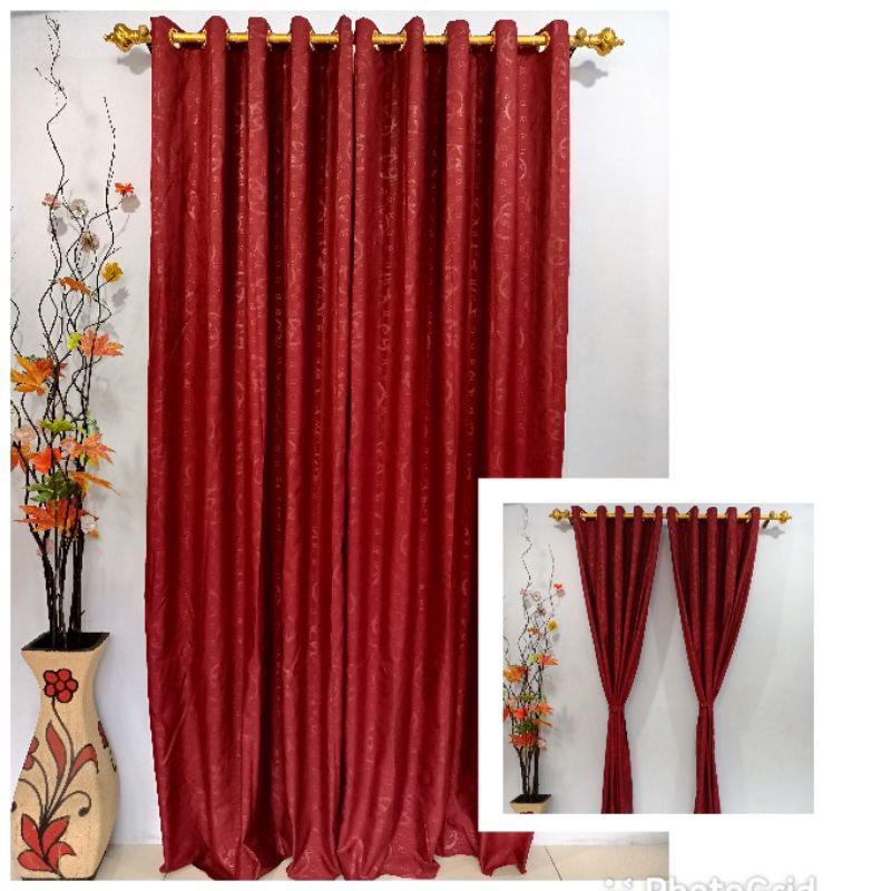 Jual Gorden Smokring + Poni Pintu Atau Jendela Motif Embos Emboss Polos ...