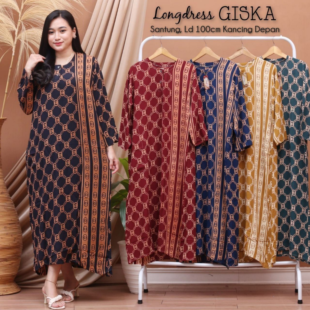 Jual Daster Lukis Panjang Longdress Santung Rayon Kekinian Daster ...