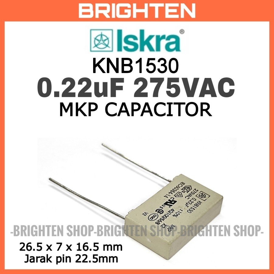 Jual ISKRA MKP Capacitor 0.22uF 275VAC 220nF | Shopee Indonesia