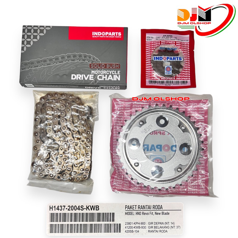 Jual INDOPARTS GEAR SET GIR PAKET CHAIN KIT SOLID BUSH REVO 110FI ...
