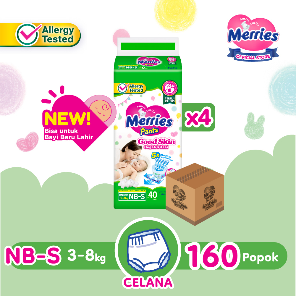 Jual Merries Good Skin Pants Popok Bayi NB-S (3- 8kg) Isi 40 Buah ...